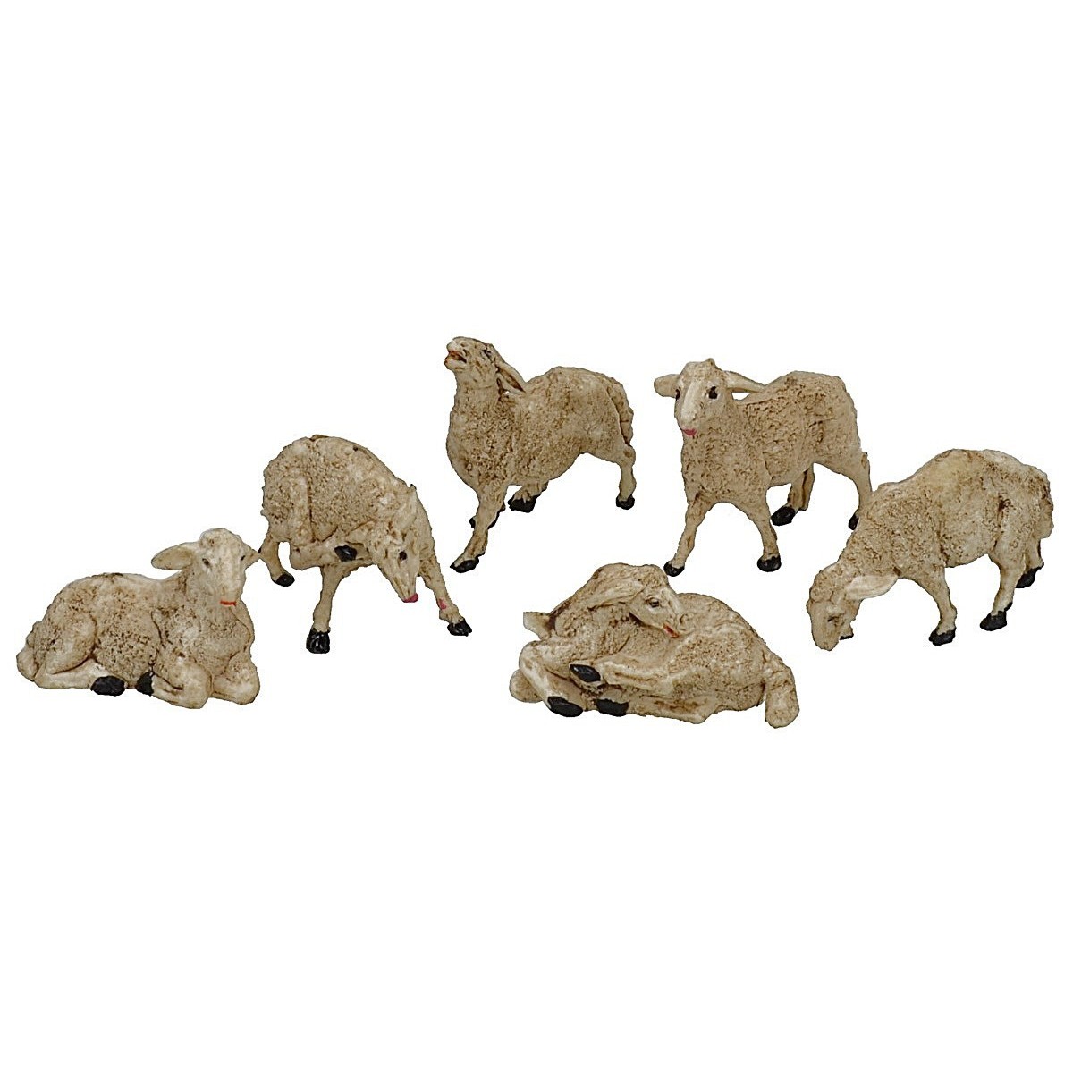 Set of 6 pvc nativity sheep for figurines