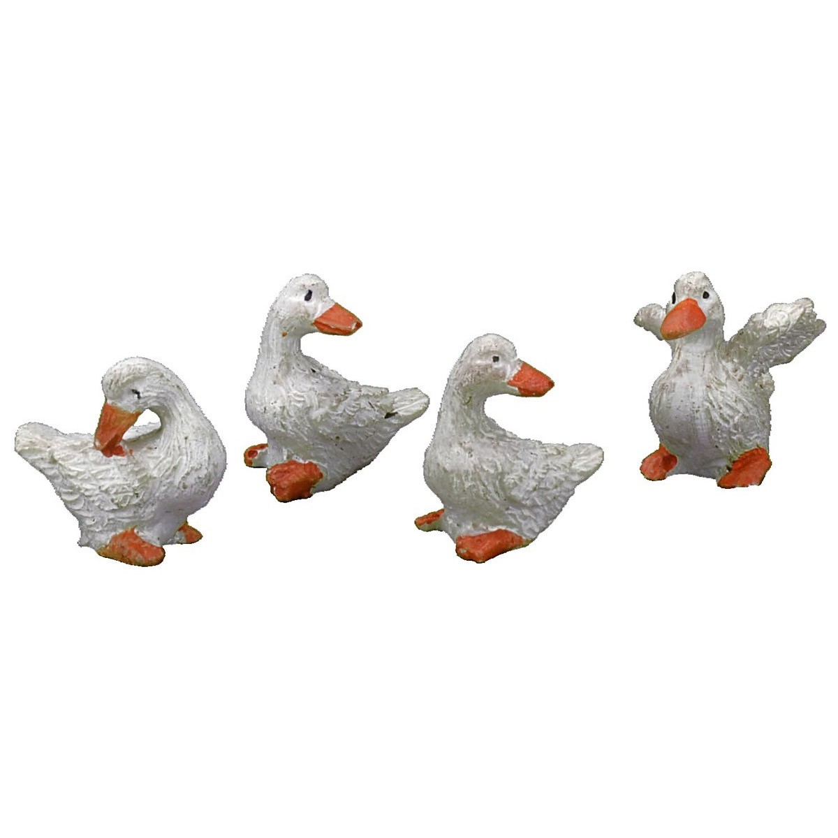 Set of 4 resin ducks 3 cm for nativity scene
