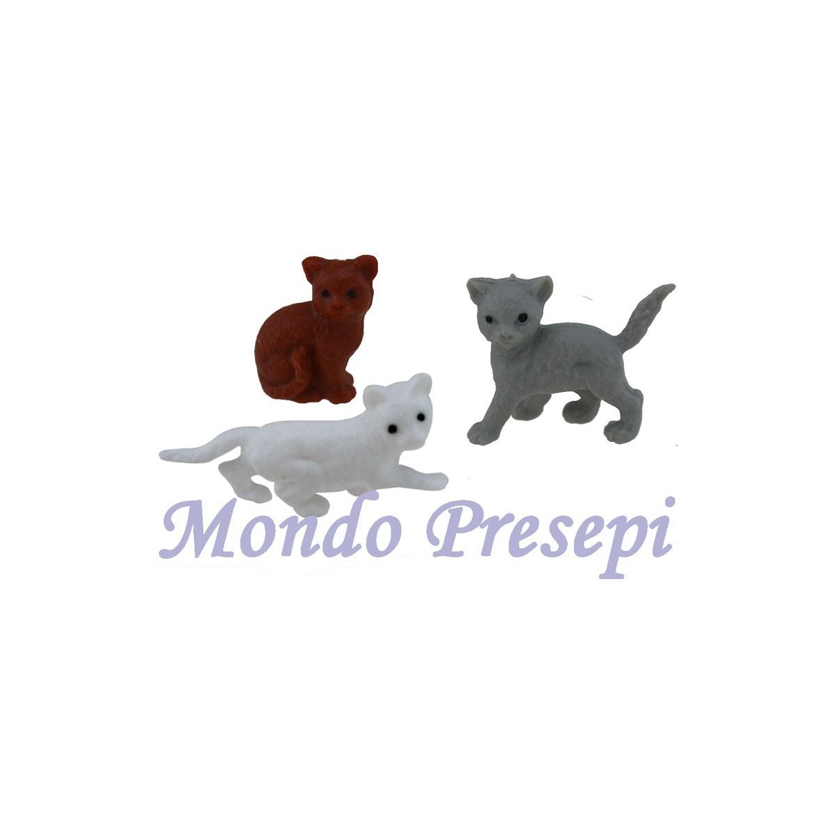Set 3 gatti in pvc cm 2,5-3 Mondo Presepi