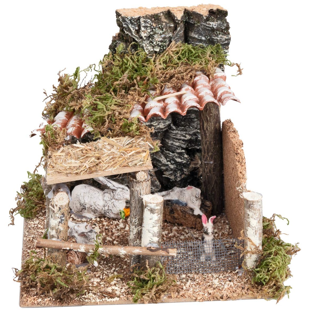 Enclosure with rabbits cm 15x15x13 h for nativity scene | Mondo Presepi