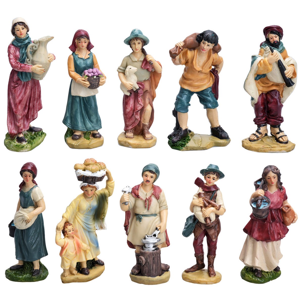 Set of 10 resin characters series 10 cm for nativity scene | Nativity World